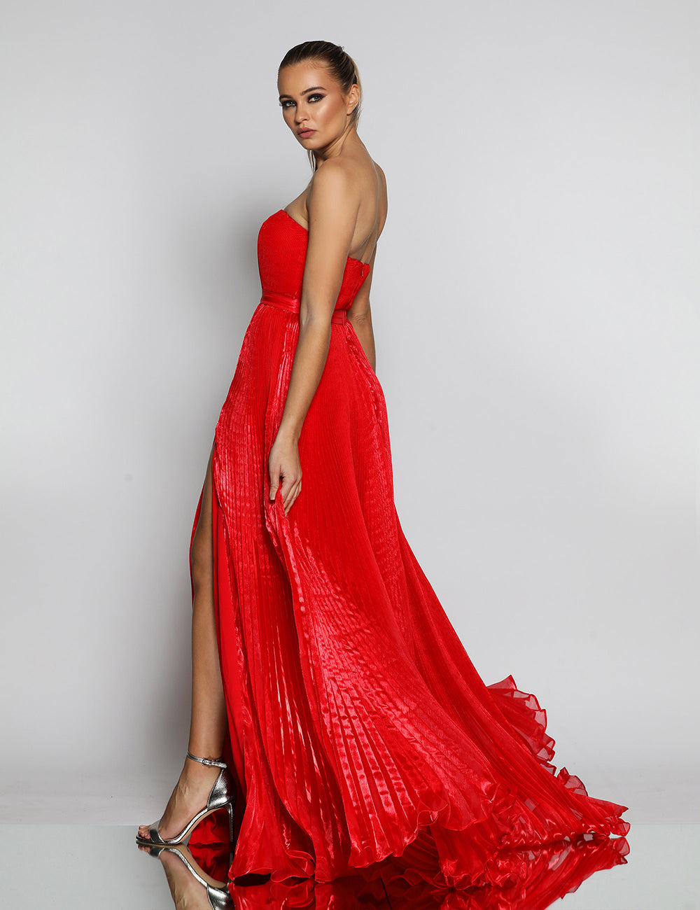 Maya Pleated Gown by Jadore - Red – Honey Peaches