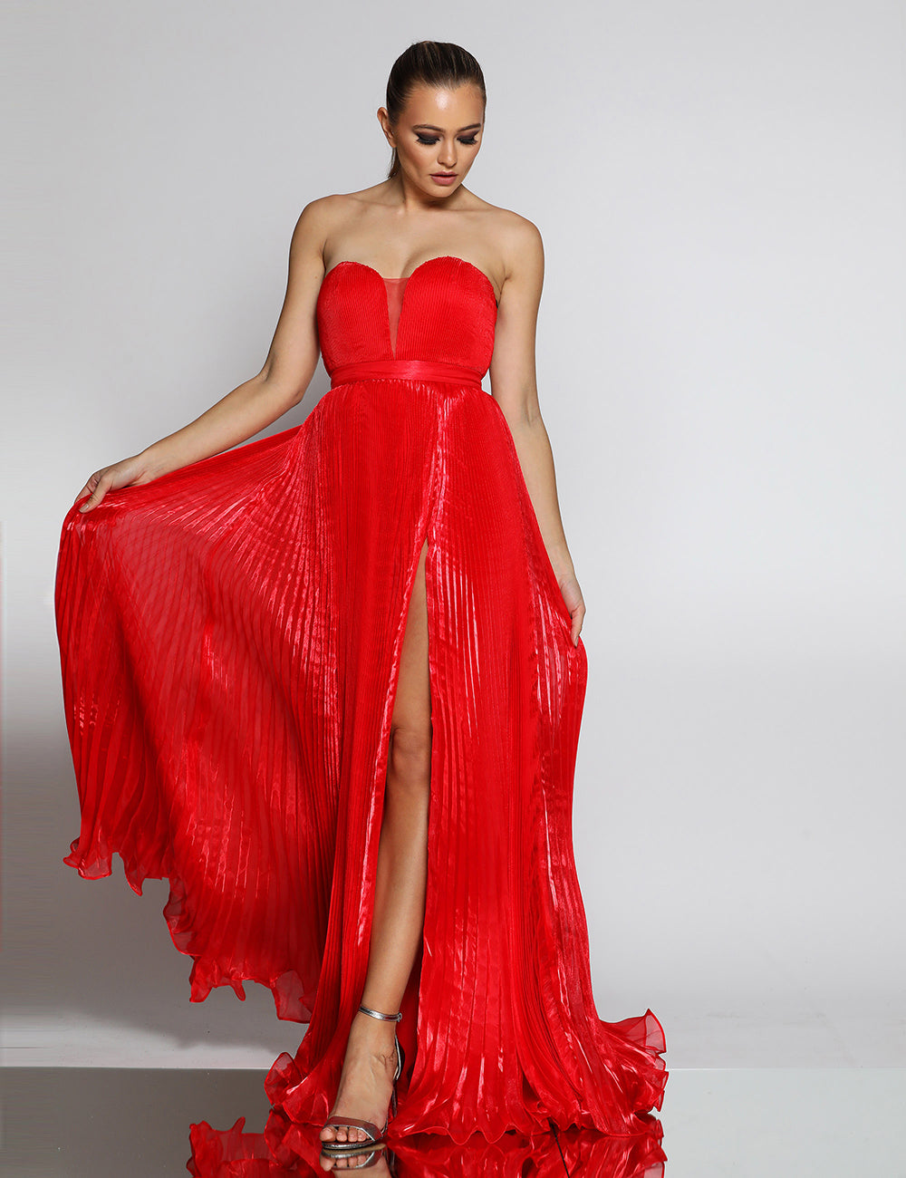 Maya Pleated Gown by Jadore - Red – Honey Peaches